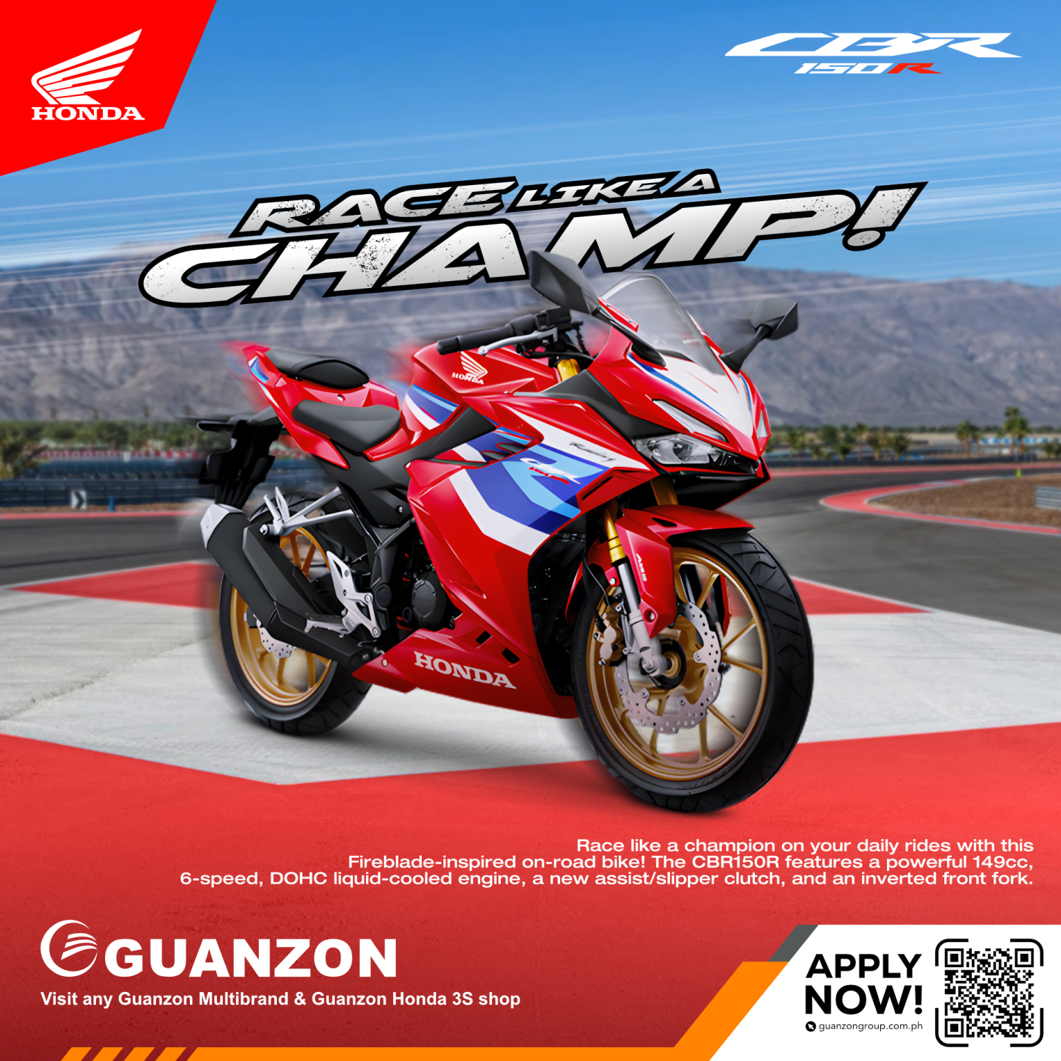 Race like a CHAMP with the Honda CBR150R! | Guanzon Merchandising ...